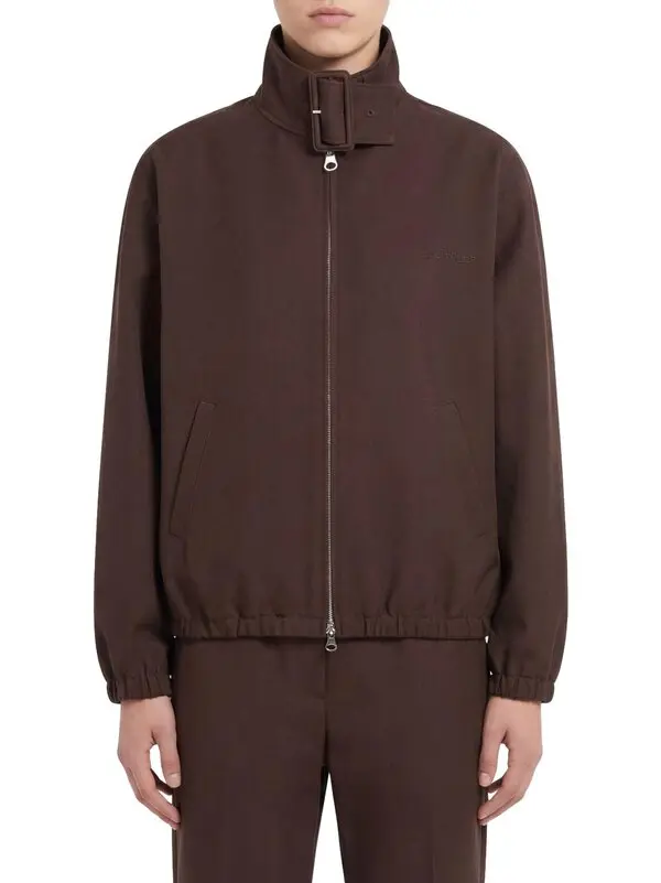 COURREGES Cotton Zip-up Jacket With High Collar - Cocoa