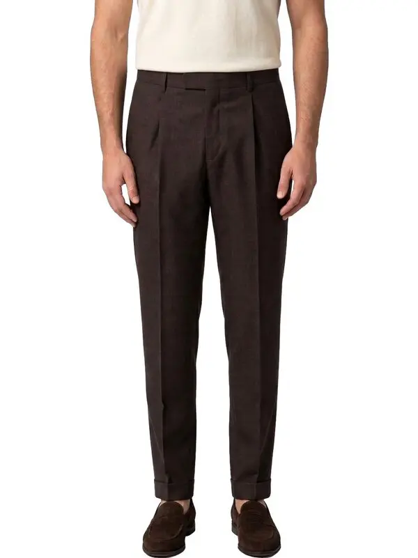 PT TORINO Stretch Virgin Wool Tailored Trousers - Brown