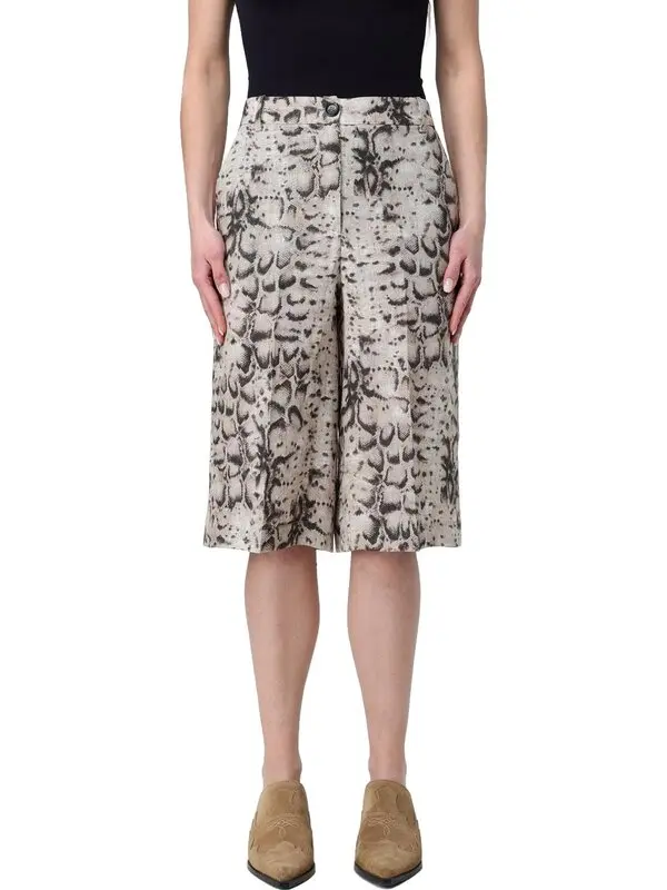Pinko Culotte Shorts With Animal Print - Beige