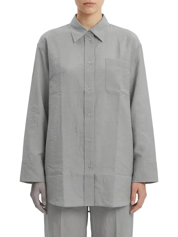Soeur Organic Cotton Blend Long-sleeve Shirt With Classic Collar - Grey