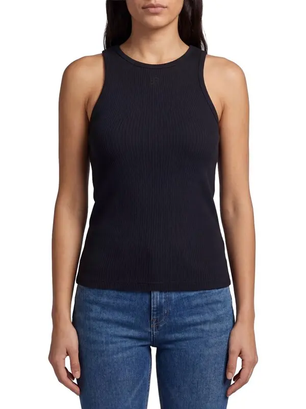 ANINE BING Ribbed Stretch Viscose Tank - Black