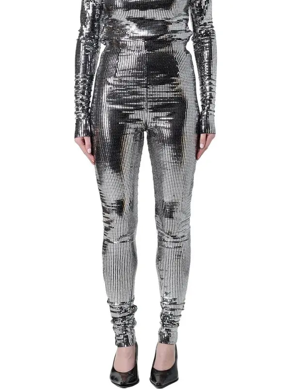 MAISON MARGIELA Metallic Knit Leggings - Silver
