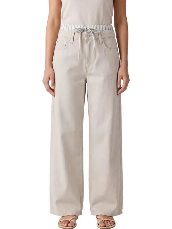 RAG&BONE Cam High-waisted Wide-leg Cotton Denim Jeans With Drawstring - Sand