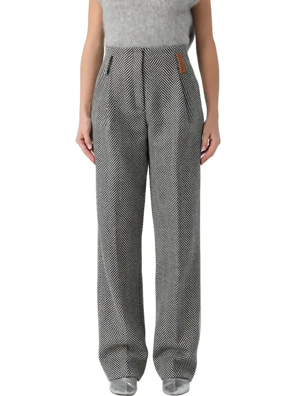 FORTE_FORTE Herringbone Wide-leg Trousers - Grey