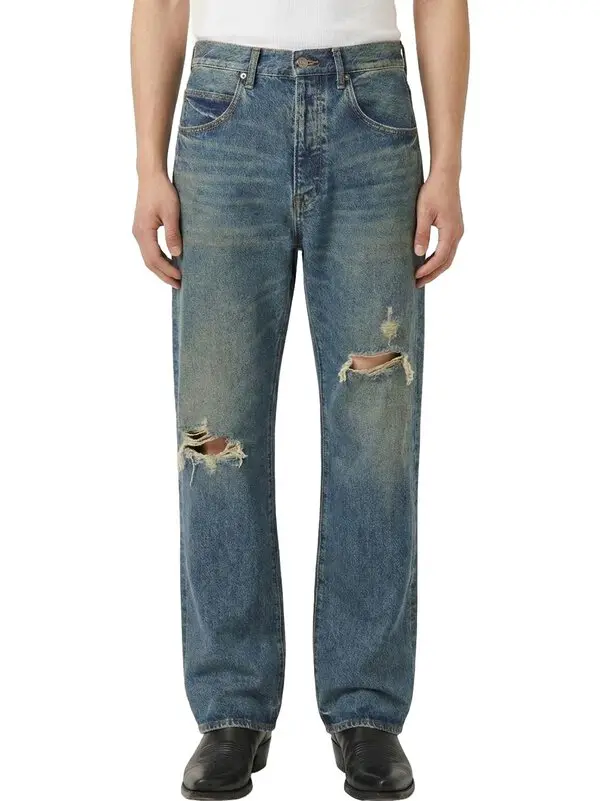 PURPLE BRAND Distressed Denim Straight Jeans - Blue