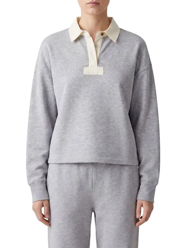RAG&BONE Long-sleeved Cotton-blend Polo Shirt - Grey