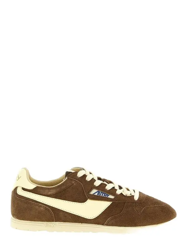 AUTRY Windspin Low Top Leather And Nylon Sneakers With Suede Inserts - Brown