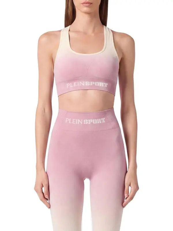 PLEIN SPORT Two Tone Cropped Sports Top - Fuchsia