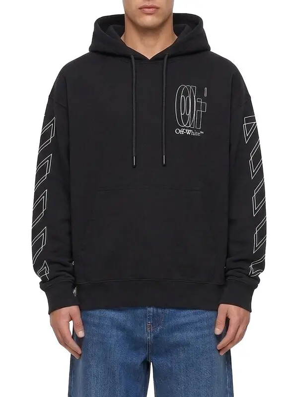 Off-White Cotton Sweatshirt With Arrow Logo - Black