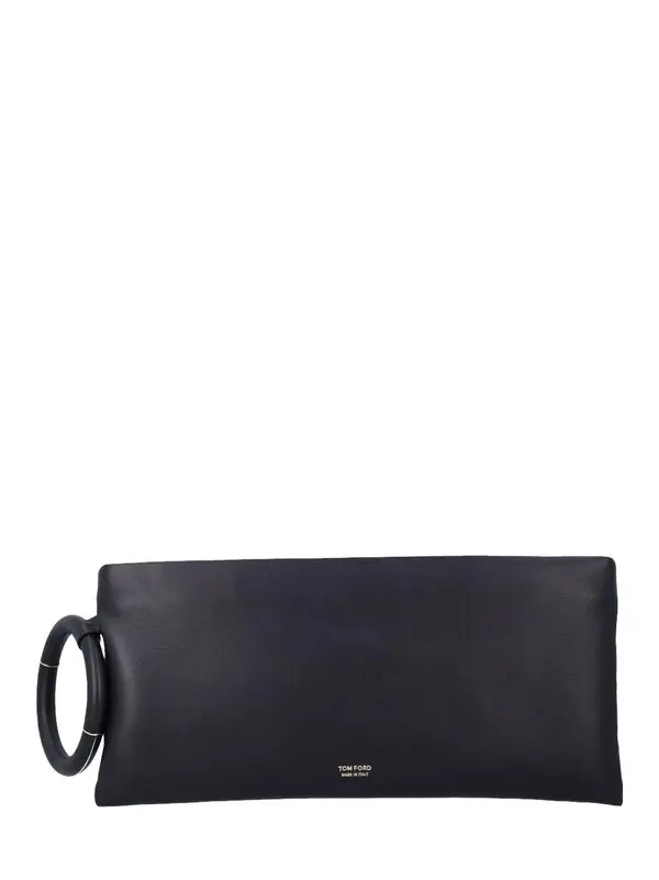 TOM FORD Aura Leather Clutch - Black