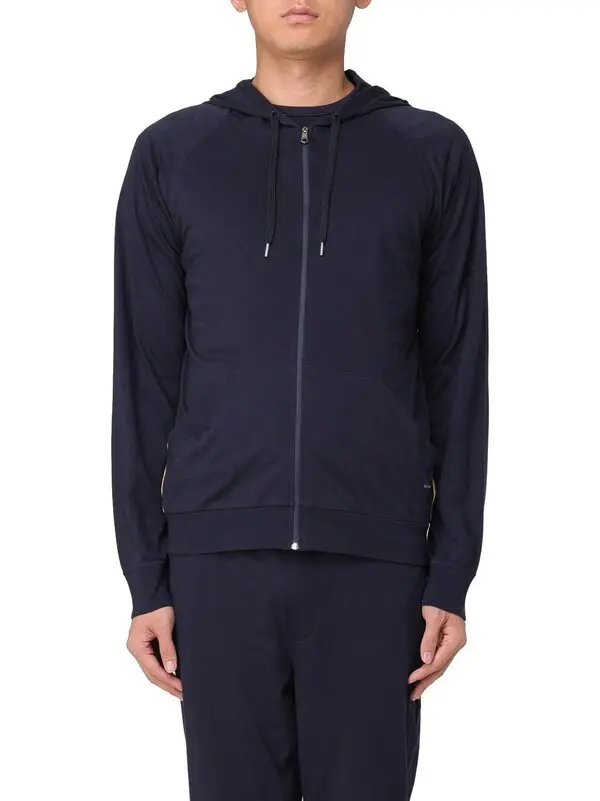 Paul Smith Zip-up Hoodie With Signature Stripe Detail - Blue