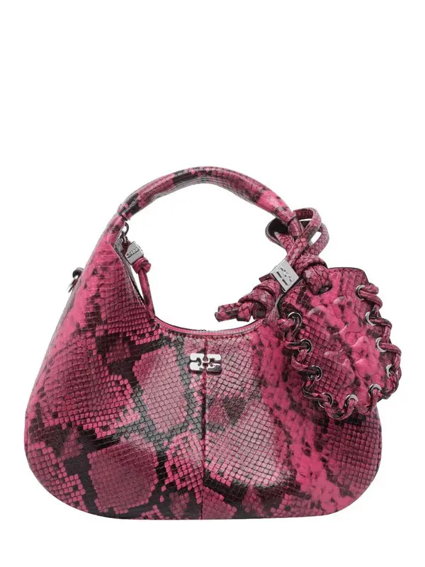 GANNI Python Print Faux Leather Hobo Bag - Fuchsia