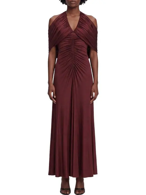 SELF-PORTRAIT Jersey Long Dress - Brown