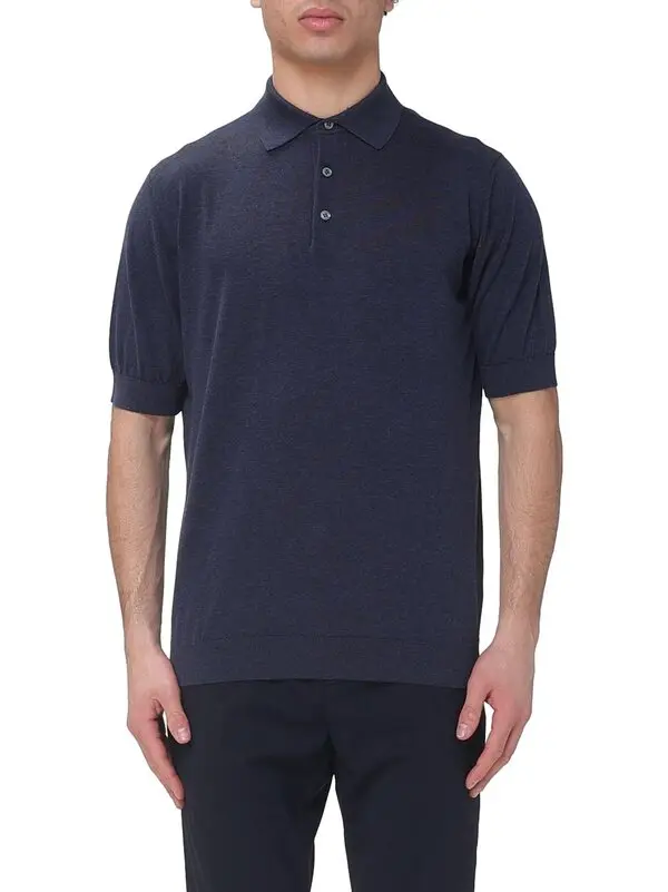 LARDINI Knitted Polo Shirt - Blue