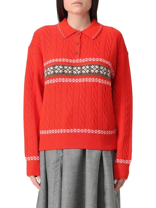 Guest In Residence Knitted Polo Jumper - Red