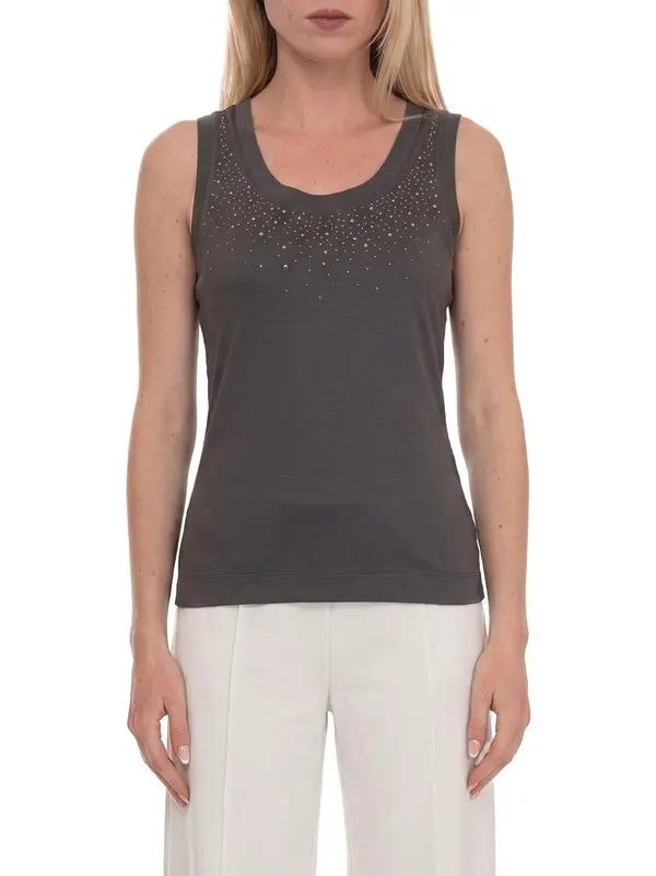 EA7 Sleeveless Rhinestone Embellished Top - Grey