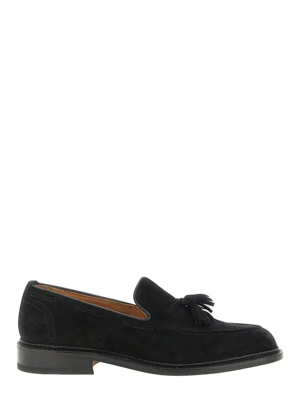 TRICKER'S Suede Calfskin Tassel Loafers - Black