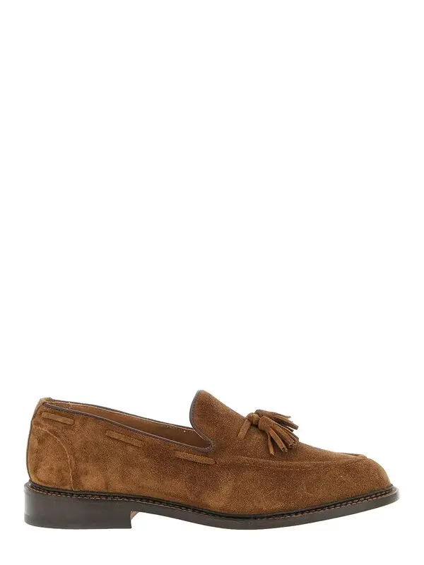 TRICKER'S Suede Calfskin Tassel Loafers - Brown