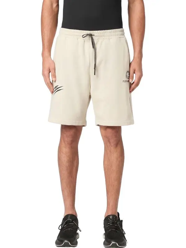 PLEIN SPORT Technical Stretch Fabric Jogging Shorts - Grey