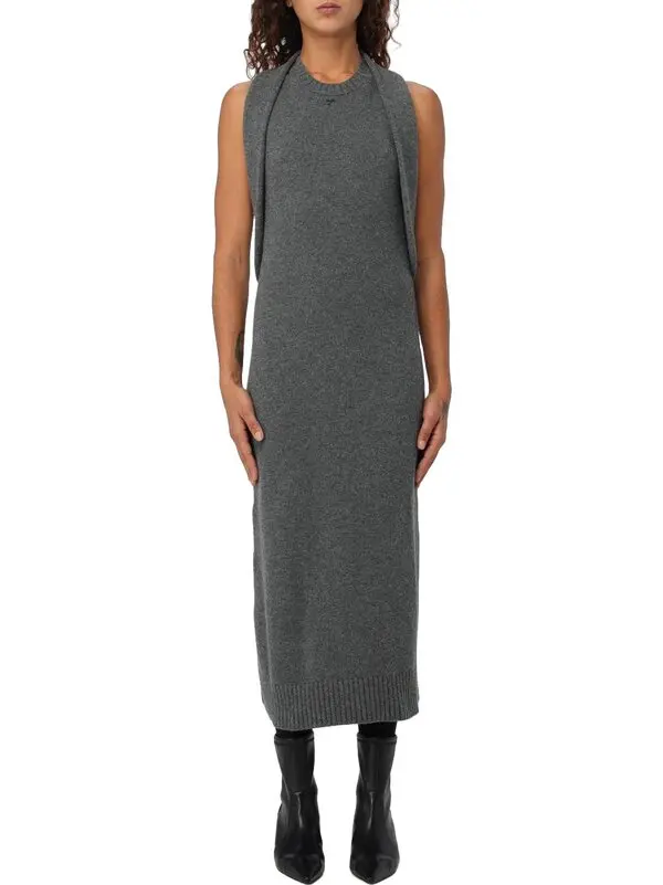 COURREGES Sleeveless Knit Maxi Dress With Halter Neck - Grey