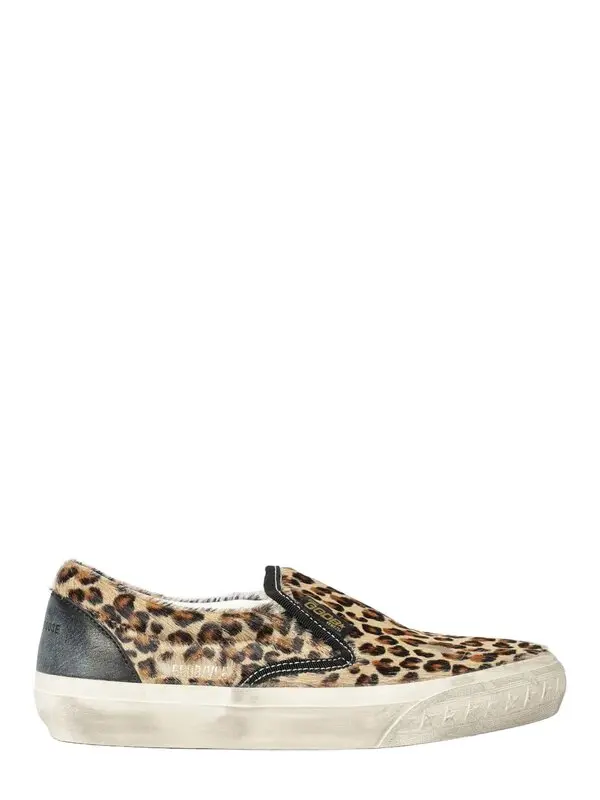 GOLDEN GOOSE Leopard Print Calf Hair Slip-on Sneakers - Multicolor