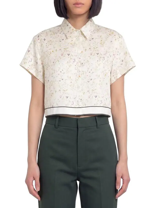 TELA Satin Floral Print Shirt - Black