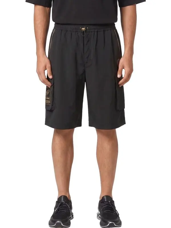 PLEIN SPORT Technical Stretch Fabric Cargo Shorts - Black