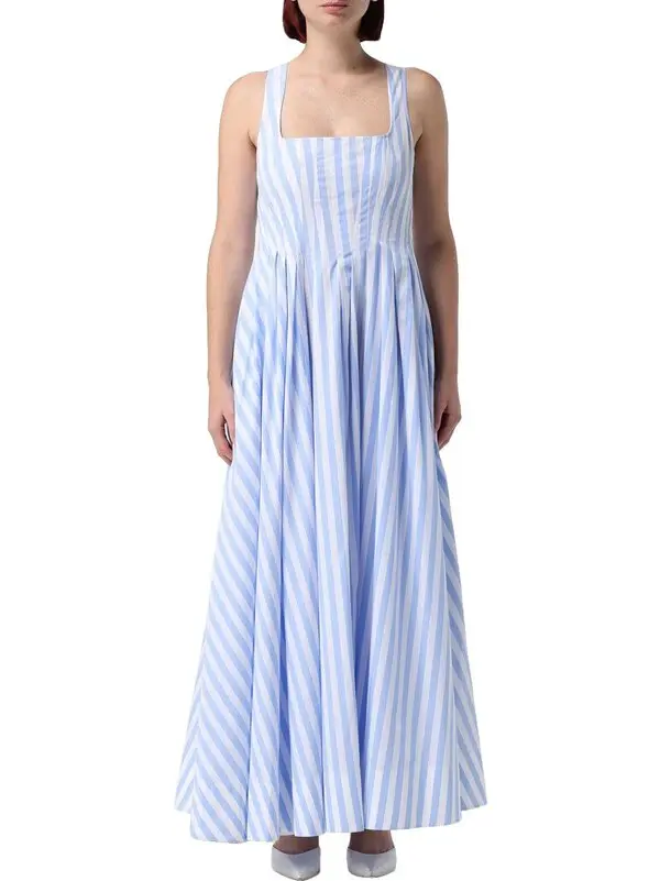 Sportmax Striped Cotton Bustier Maxi Dress - Gnawed Blue