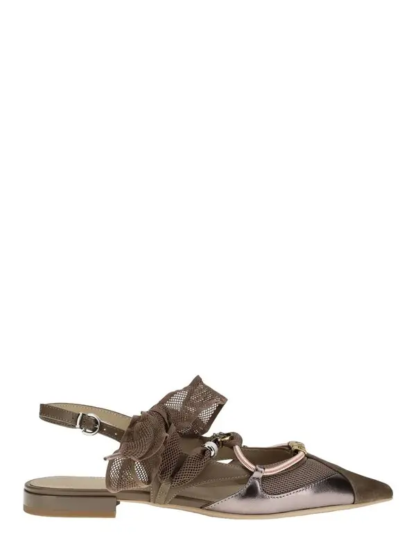 Pinko Ballet Pumps With Lace-up Detail - Brown