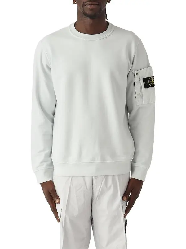 Stone Island Crewneck Sweatshirt With Arm Pocket - Sky