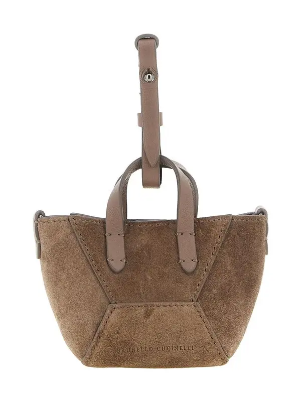 Brunello Cucinelli Suede Calfskin Leather Handbag - Brown