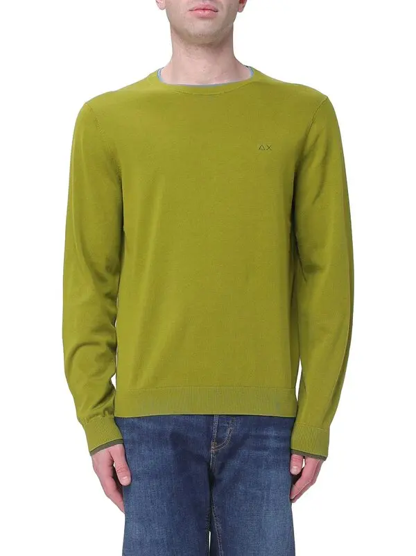 SUN 68 Crew Neck Cotton Pullover - Olive