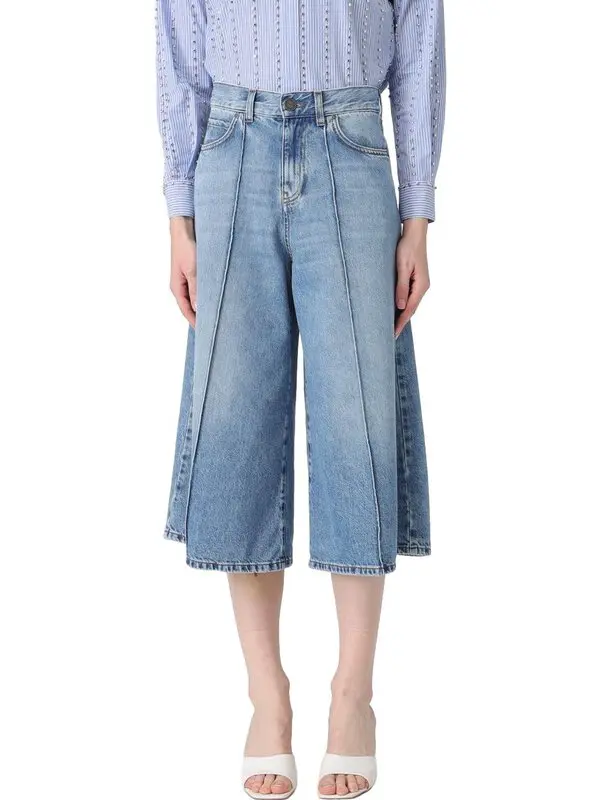 Pinko Cropped Wide Leg Jeans - Blue