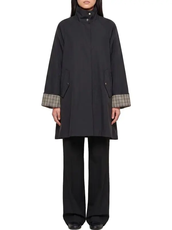 OOF WEAR Single-breasted Knee-length Technical Fabric Trench Coat With Classic Collar - Black