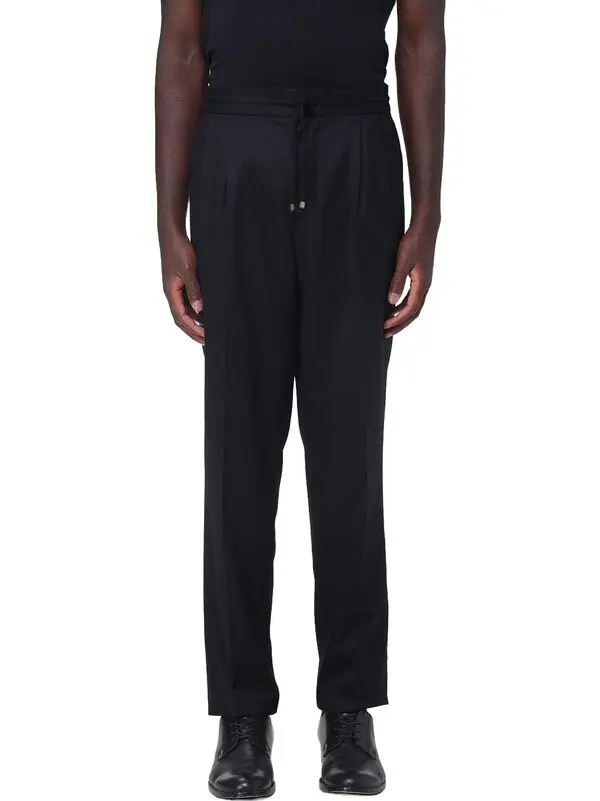 Brunello Cucinelli Straight-leg Wool Pants With Drawstring Waist - Black