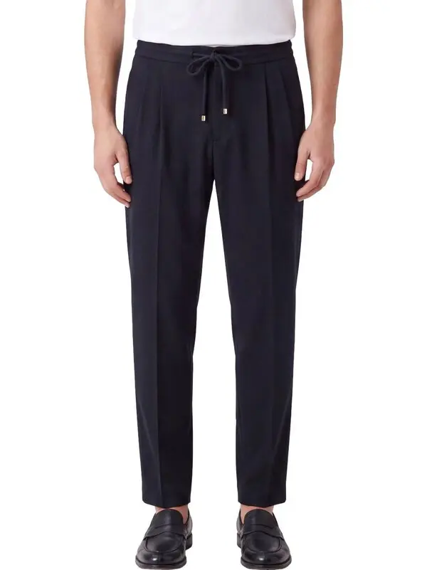 Brunello Cucinelli Straight-leg Wool Drawstring Waist Trousers - Blue 1