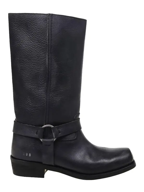 GOLDEN GOOSE Leather Mid Calf Boots - Black