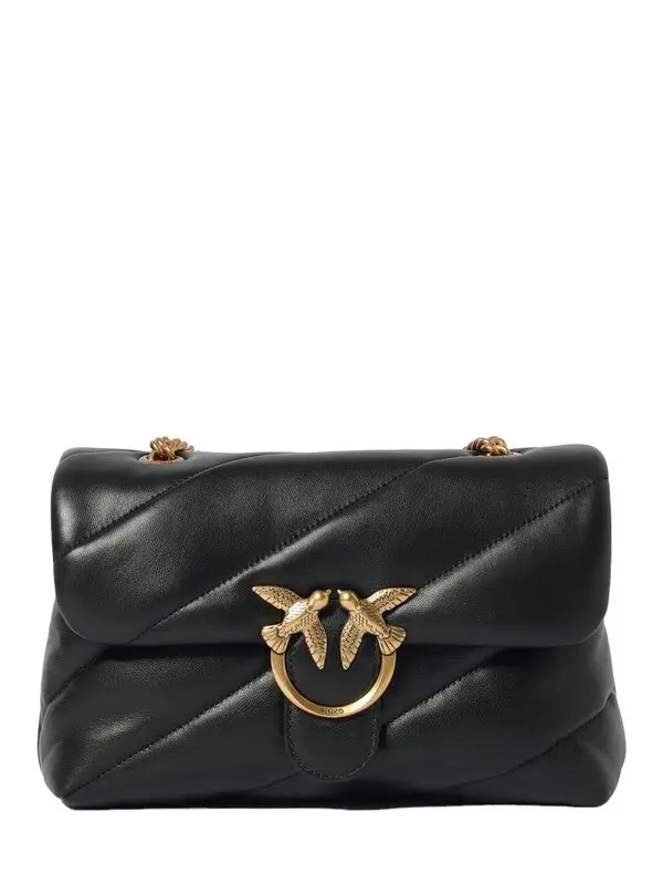 Pinko Quilted Leather Shoulder Bag - Black