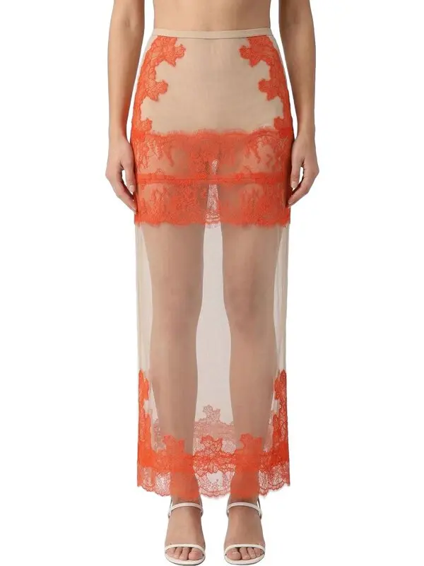 Patrizia Pepe Tulle Skirt With Lace Inserts - Nude