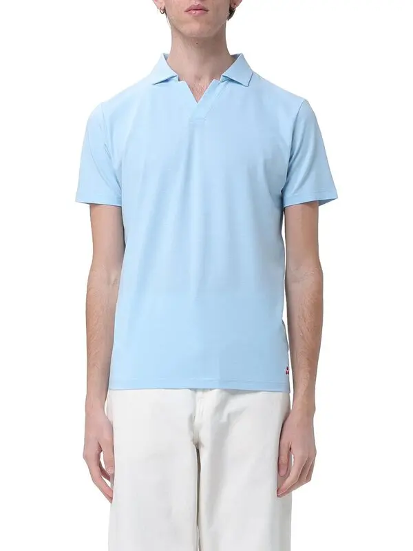 Peuterey Cotton And Silk Blend Polo - Gnawed Blue