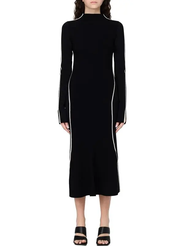 Sportmax Midi Dress With Contrasting Trim - Black