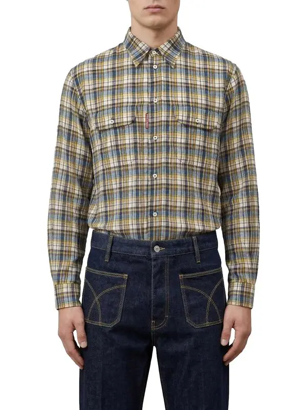 Dsquared2 Casual Check Linen Shirt - Multicolor