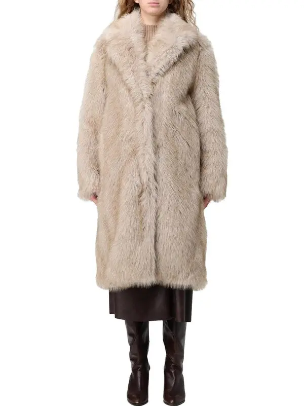 Liu Jo Textured Faux Fur Coat - Honey