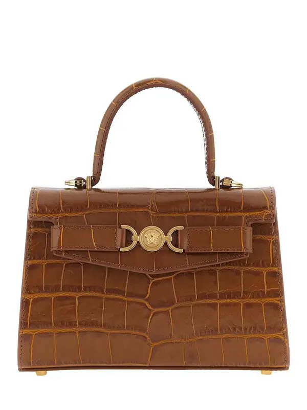 Versace Medusa '95 Crocodile-effect Leather Handbag - Brown