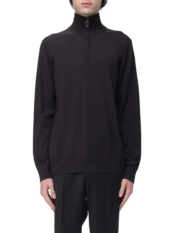 PAOLO PECORA Quarter Zip Fine Knit Pullover - Brown