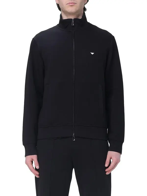 Emporio Armani Cotton Blend Zip-up Sweatshirt - Black
