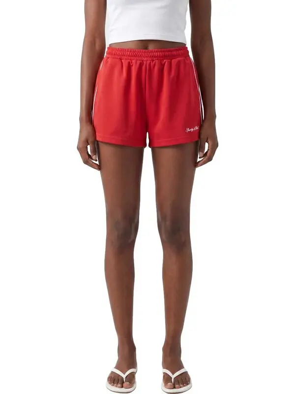 SPORTY & RICH Logo Jogging Shorts In Recycled Cotton - Red