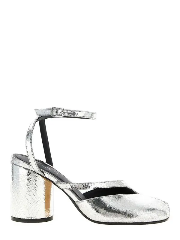 MAISON MARGIELA Cracked Laminated Leather Pumps - Silver