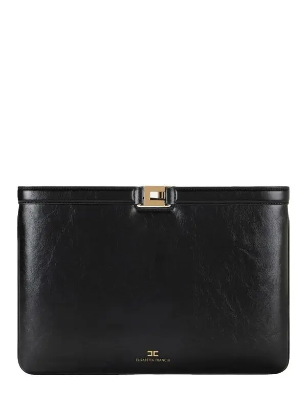 Elisabetta Franchi Faux Leather Clutch - Black