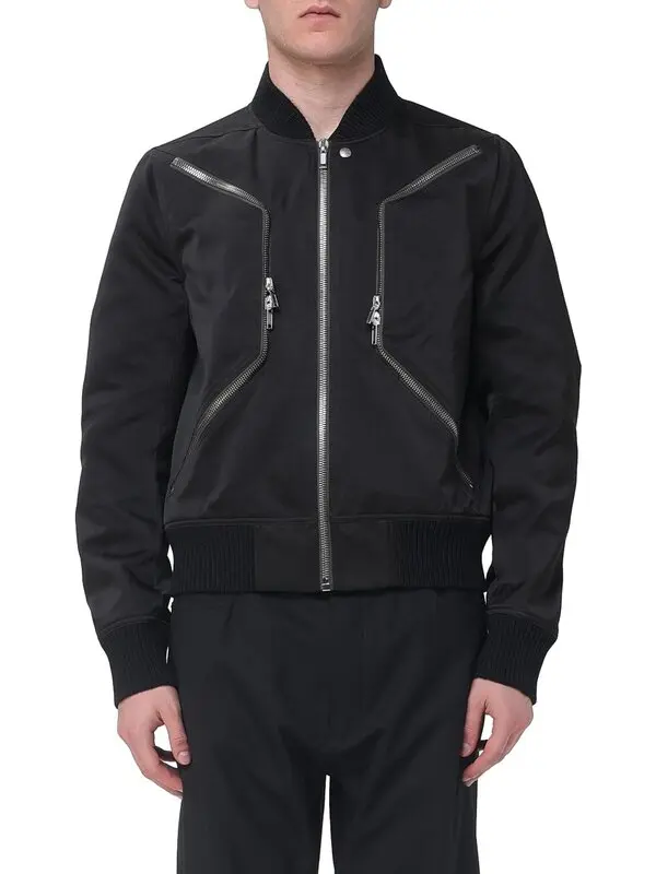 Rick Owens Heizer Bomber Jacket In Technical Fabric - Black